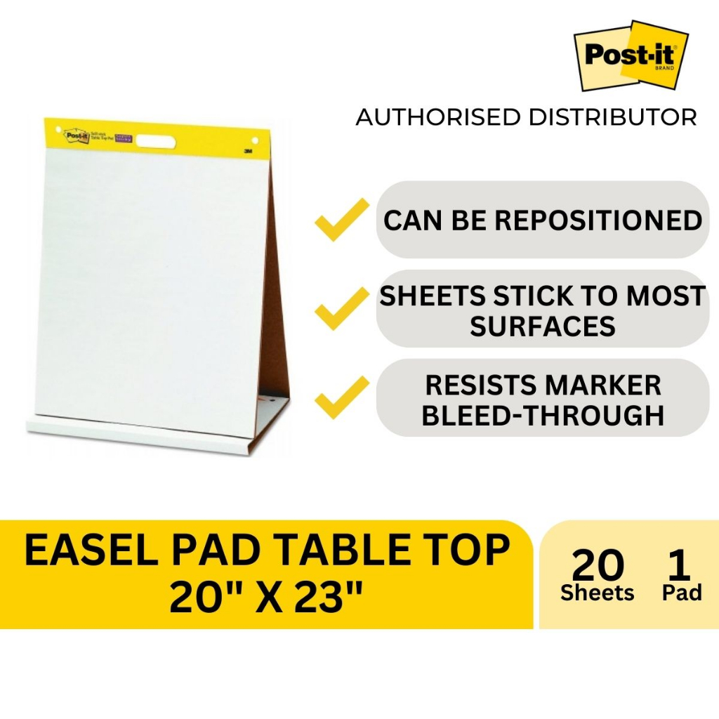 3M Post-It Table Top Easel Pad 20"X23" (White), 20 Sheets, 563R ...
