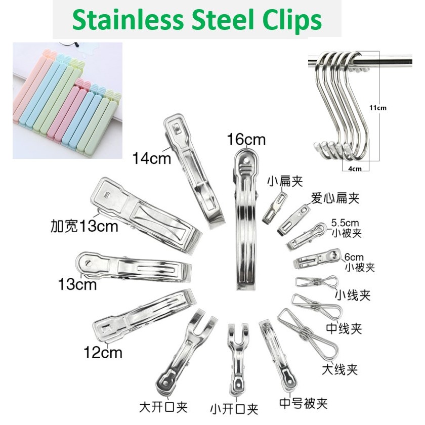 {SG Seller} Stainless Steel Clips hanger Clothes Clips Socks Clips ...