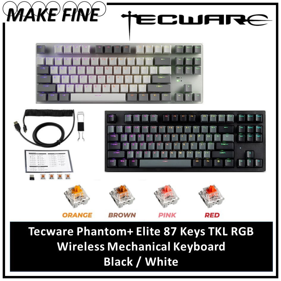 Tecware Phantom+ Elite 87 Keys TKL RGB Wireless Mechanical Keyboard ...