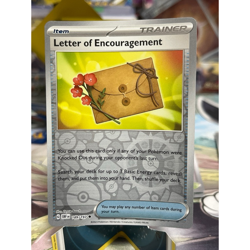 Letter of Encouragement Reverse Holo 189/197 Obsidian Flames Pokemon ...