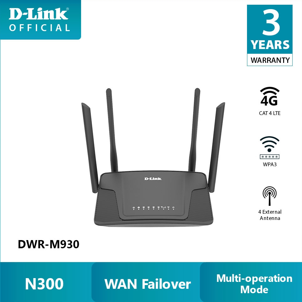 D-Link DWR-M930 4G Cat 4 LTE 300mbps Wireless WiFi Mobile Router Hotspot | 5dBi | WPA3 | Shopee ...