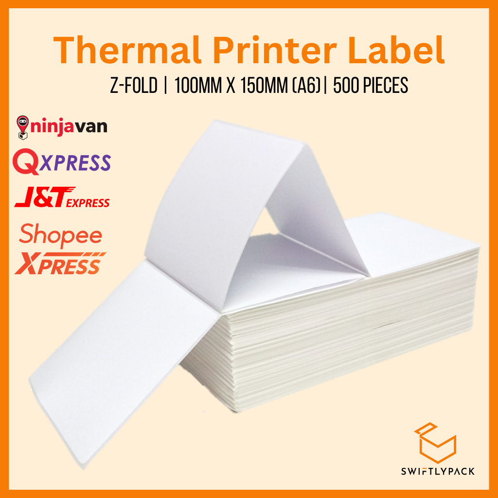 Z-Fold Thermal Label for E-Commerce Thermal Printer (A6 100x150mm | 500 ...