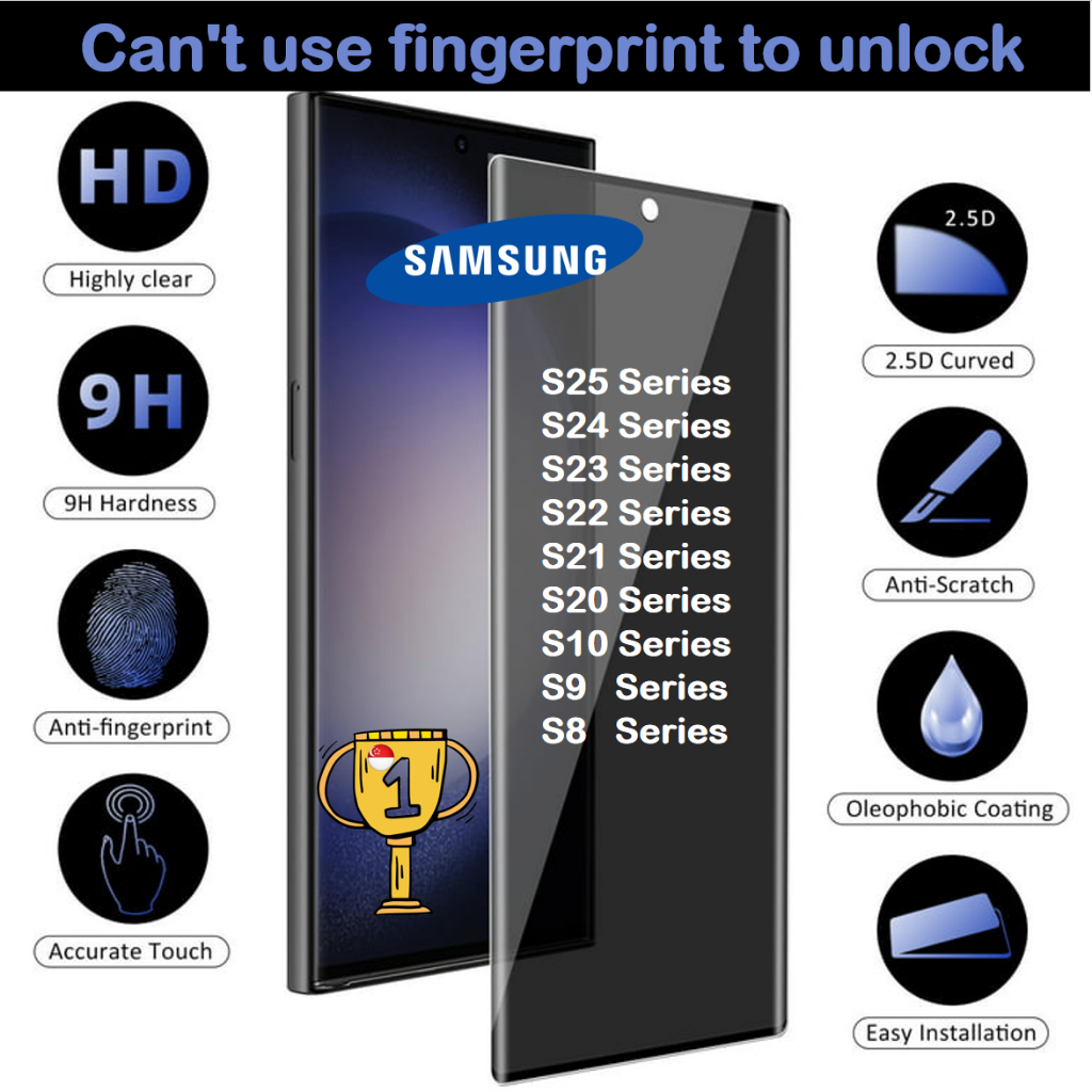 Privacy Film Tempered Glass Samsung Galaxy S20 S21 Plus S22 Ultra S23 ...