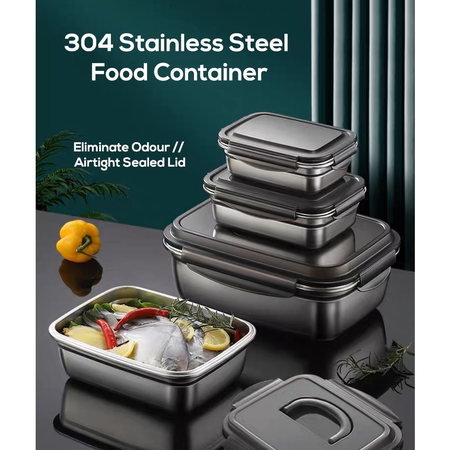 304 Stainless Steel Air Tight Food Container Box Anti-Bacterial Medical ...