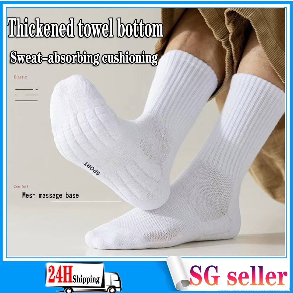 【SG】 Thickened Bottom Sports Socks Massage Bottom Deodorant Terry Socks Shock Absorption ...