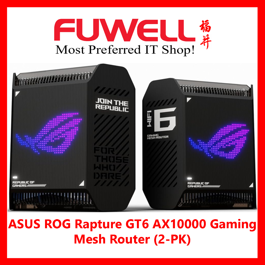 FUWELL- ASUS ROG Rapture GT6 AX10000 Gaming Mesh Router (2-PK) | Shopee ...