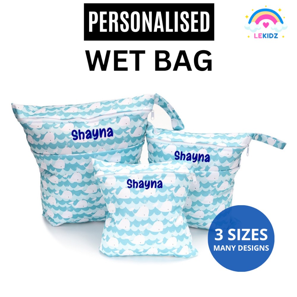 Personalised Wet Bag Customised Name Toddler Kids Waterproof Wetbag ...