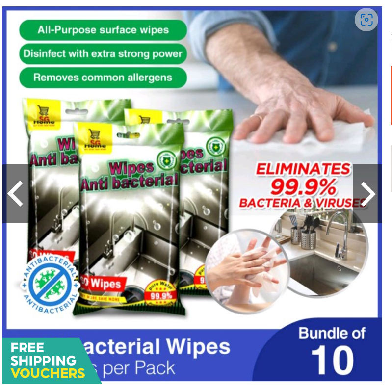 Antibacterial Wipes Bundle of 10 packets x 60sheets | Shopee Singapore