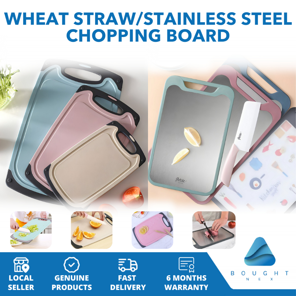 Eco-Friendly Wheat Straw Chopping Board – Stainless Steel, Durable ...