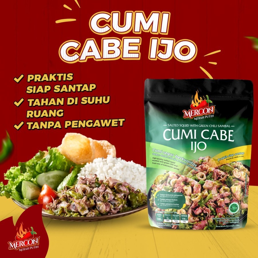 Original Mercon Merah Putih - Cumi Cabe Ijo 150g Lauk Instant ...