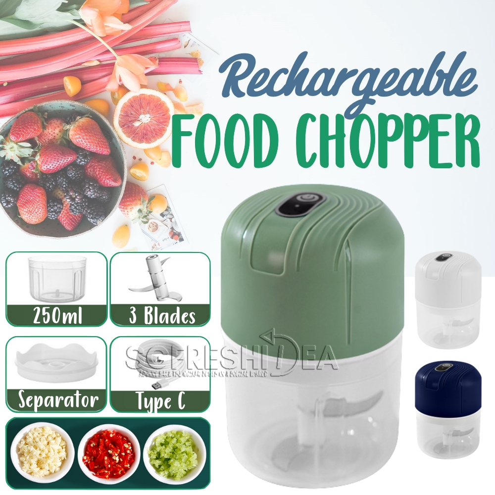 (9.9 MEGA SALE) Food Garlic Chopper Rechargeable Small Mini Grinder USB ...