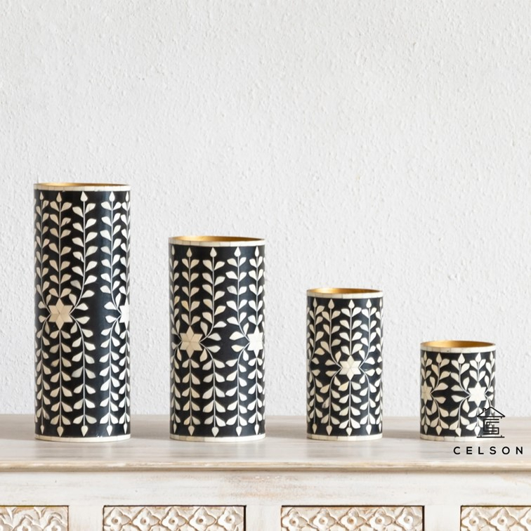 Celson ( SG Seller ) Winslet_Bone Inlay Floral Vase in Black Color ...