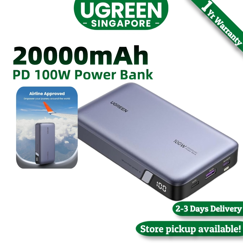 UGREEN 20000mAh 100W PowerBank USB Type C Portable Charger batterybank ...
