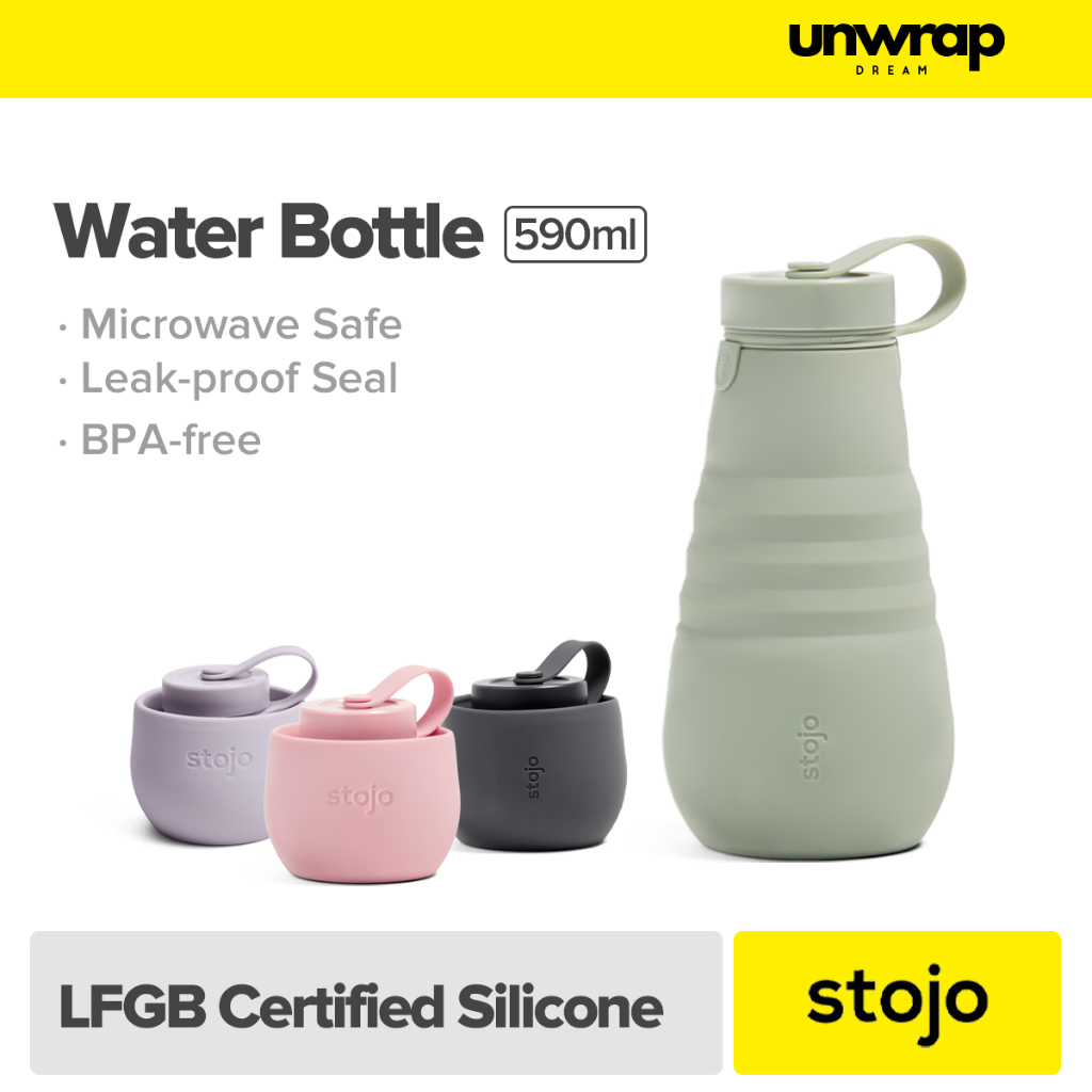 Stojo Collapsible Water Bottle - 20oz / 590ml - Leak-Proof Reusable ...
