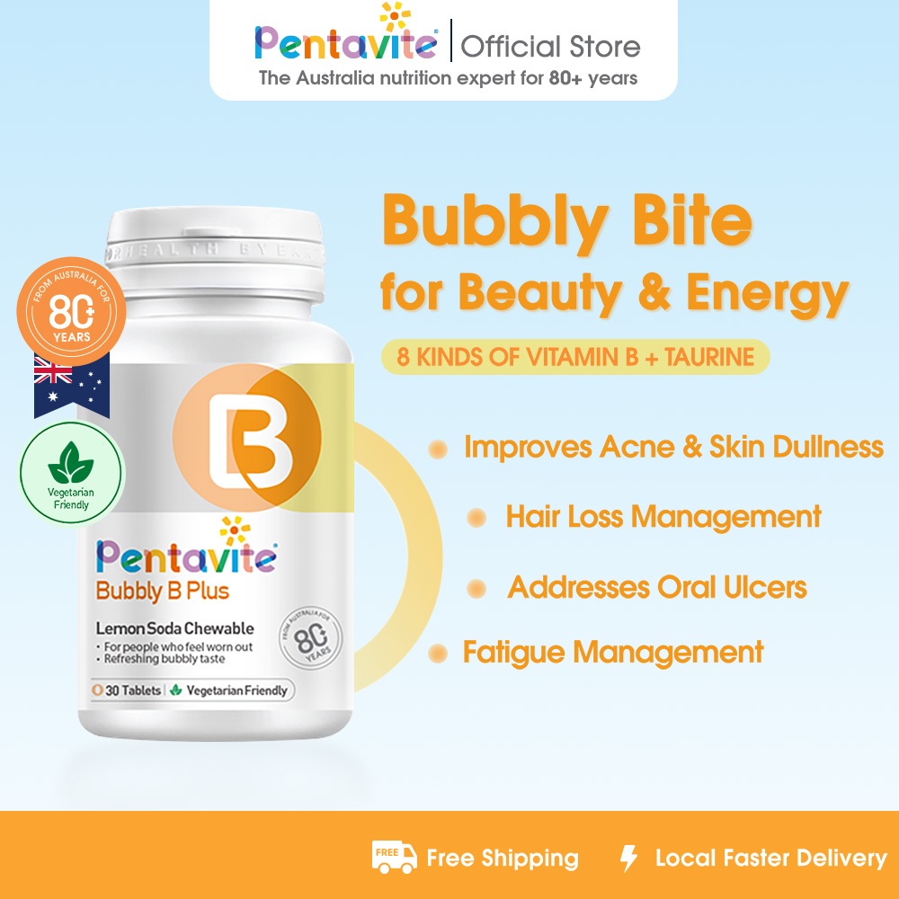 Pentavite Bubbly B Vitamins Plus Energy Lemonade Chewable Tablets ...