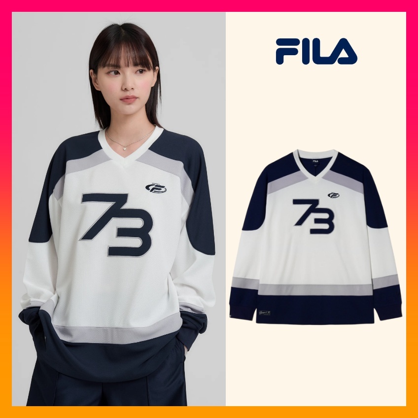 FILA Mesh Jersey Rugby Long Sleeve T Shirt (2025New) | Shopee Singapore