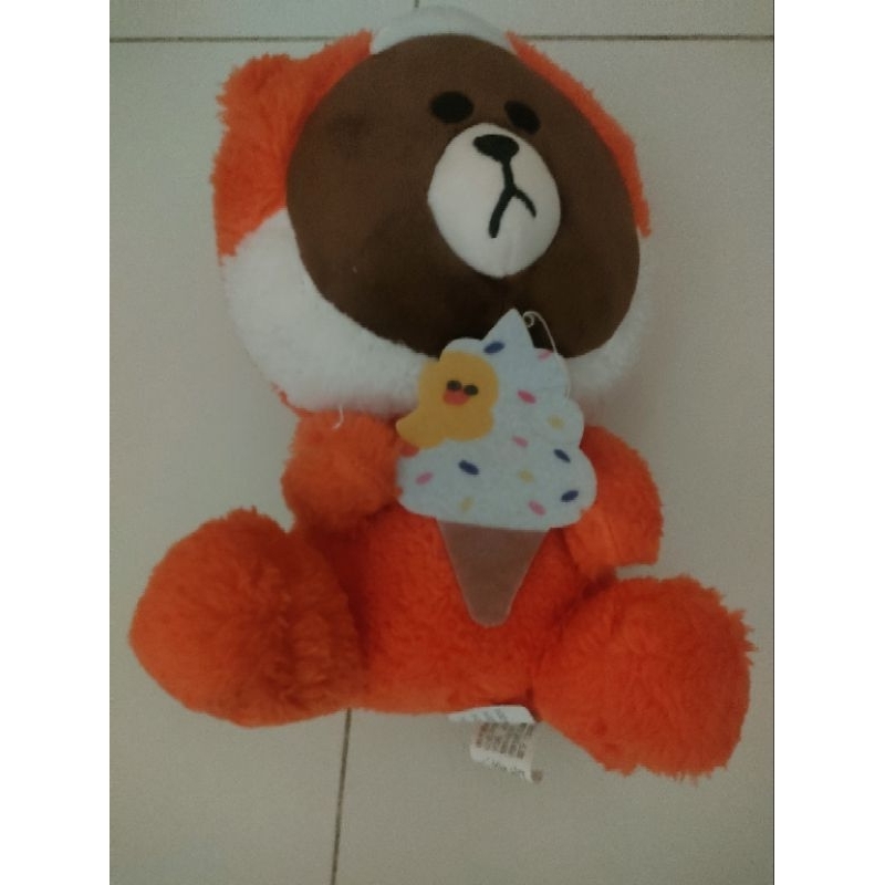 Brand new, brown line bear holding ice-cream plushie | Shopee Singapore