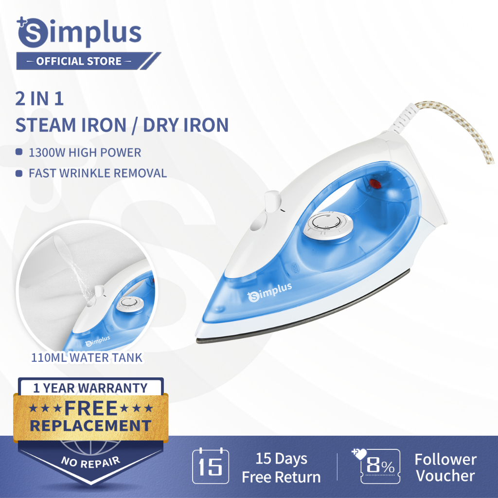 Simplus Electric Steam Iron Garment Steamer 110ml 1300W Portable ...