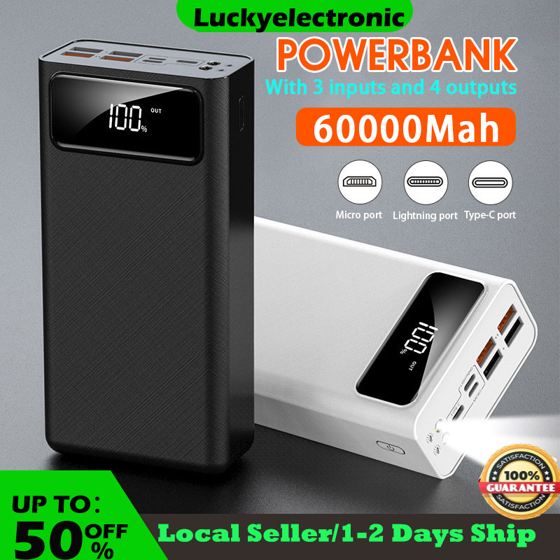[SG] 60000mAh Power Bank 4 USB Fast Charging External Battery Large ...