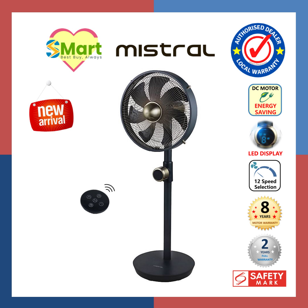 Retrograde by Mistral 12” DC Motor Metal Stand Fan with Remote [MMSF12R ...