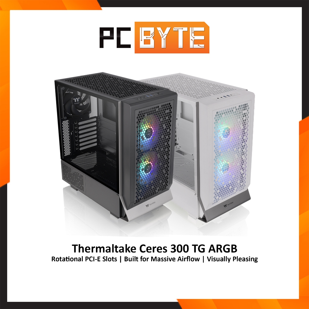 Thermaltake Ceres 300 TG ARGB Mid Tower Chassis (Rotational PCI-E Slots ...