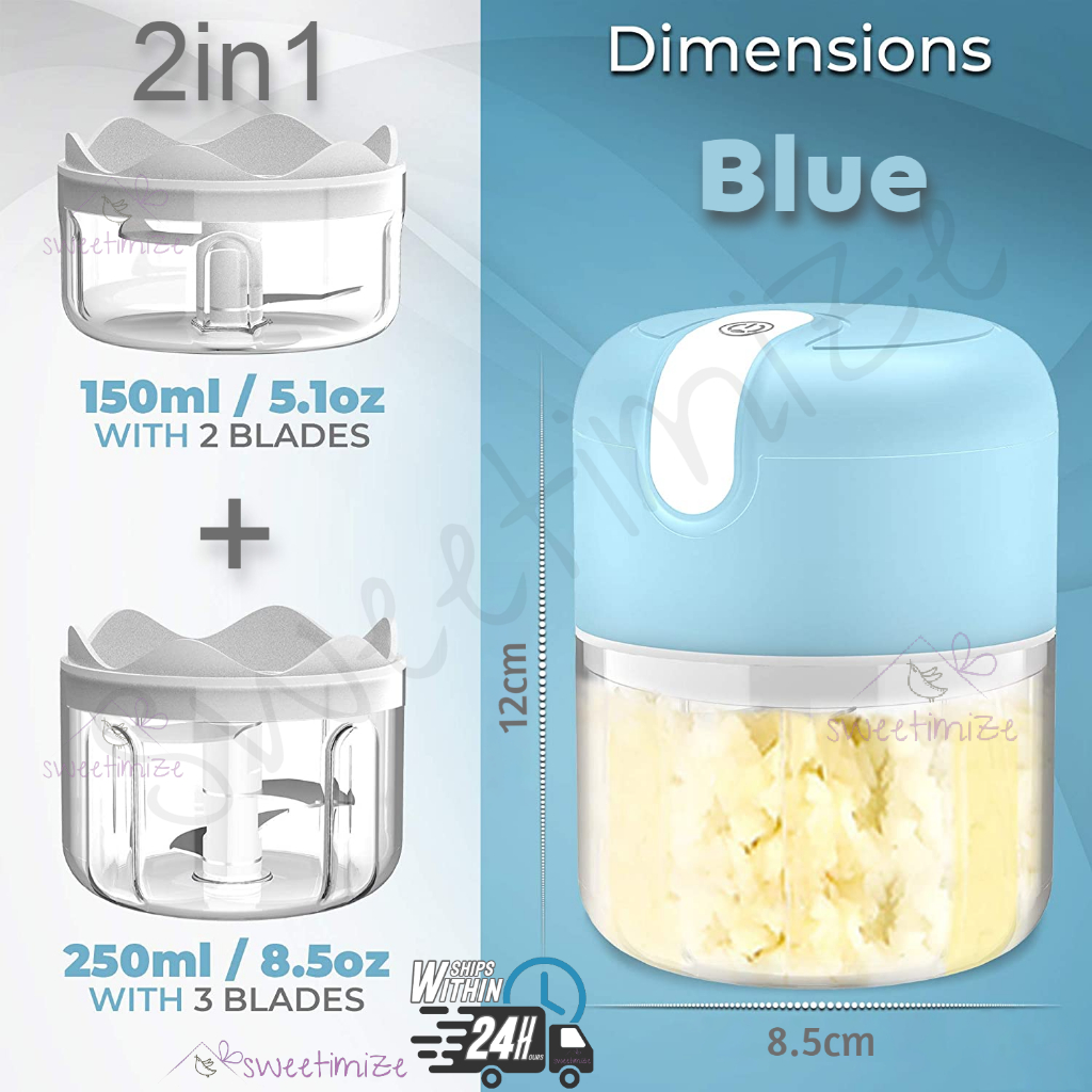 🇸🇬 Kitchen Mini Electric Food Processor/Rechargeable Garlic Blender/USB ...