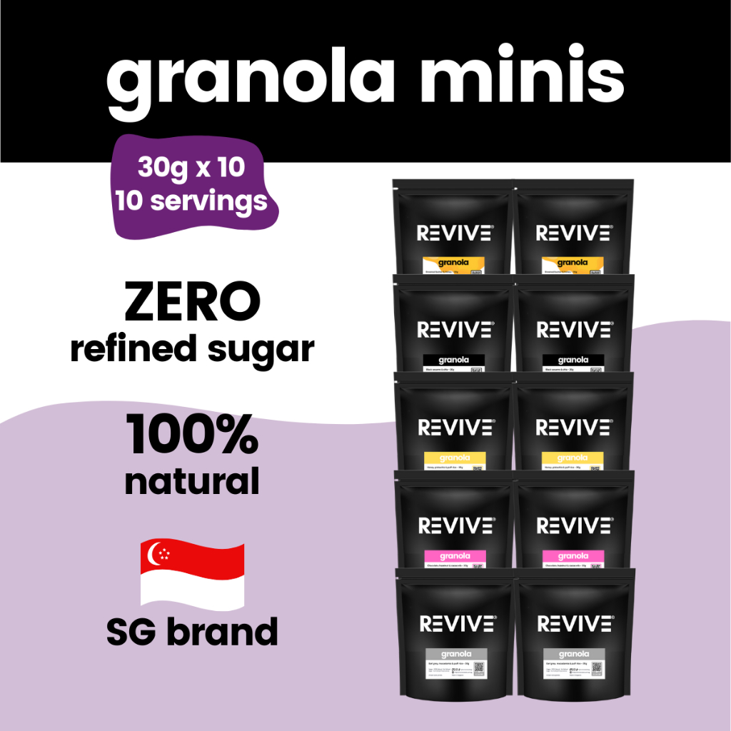 {Bundle of 10) REVIVE Granola Mini Variety Bundle 30g x 10 | Shopee ...