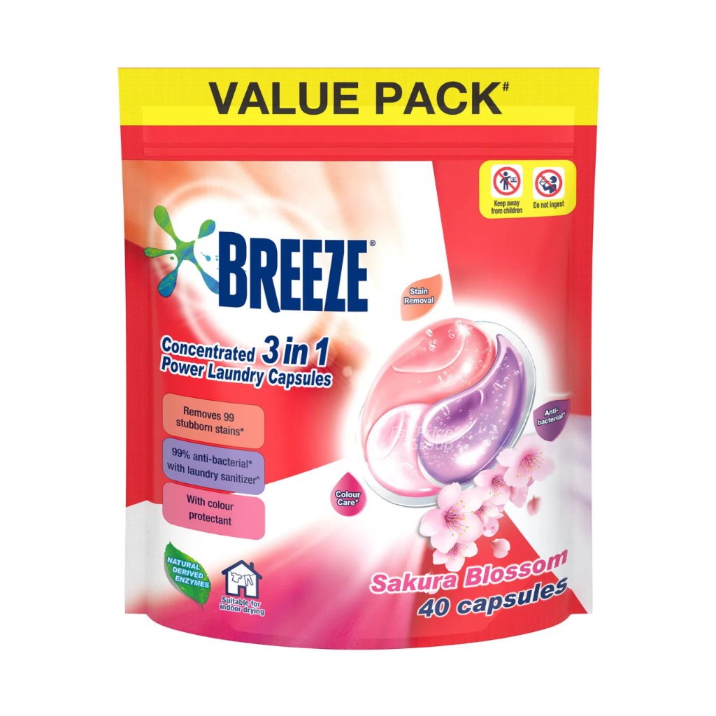 Breeze 3in1 5in1 Power Laundry Capsules 18pcs/40pcs - Sakura Blossom ...