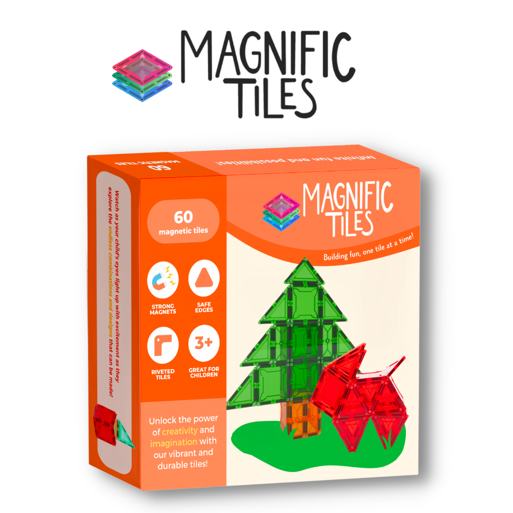 MAGNIFIC 60pc magnetic tiles classic colour set | Educational Toy ...