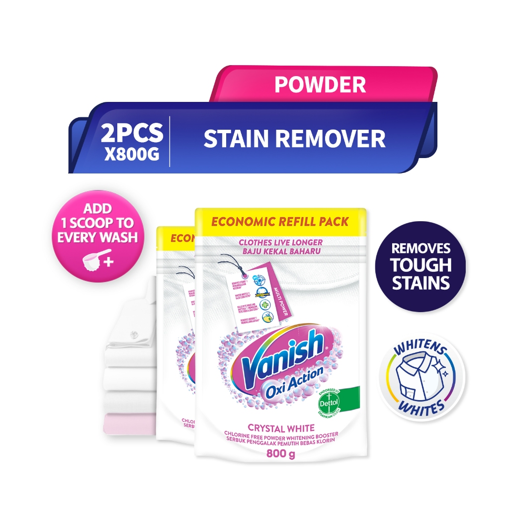 [Bundle of 2] Vanish Power O2 Crystal White Laundry Fabric Stain ...