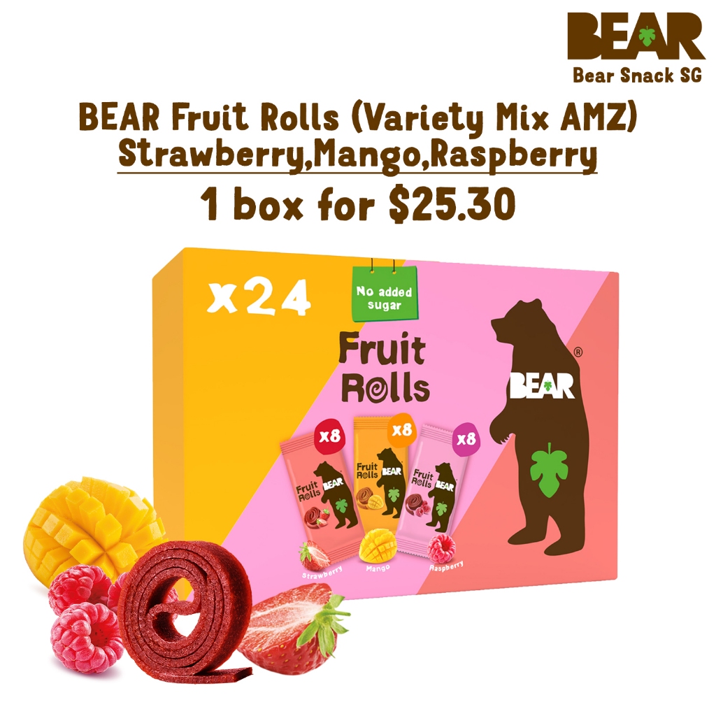 Bear Fruit Rolls Variety Mix AMZ 24s X 20G - 1 box for $25.30 | Shopee Singapore