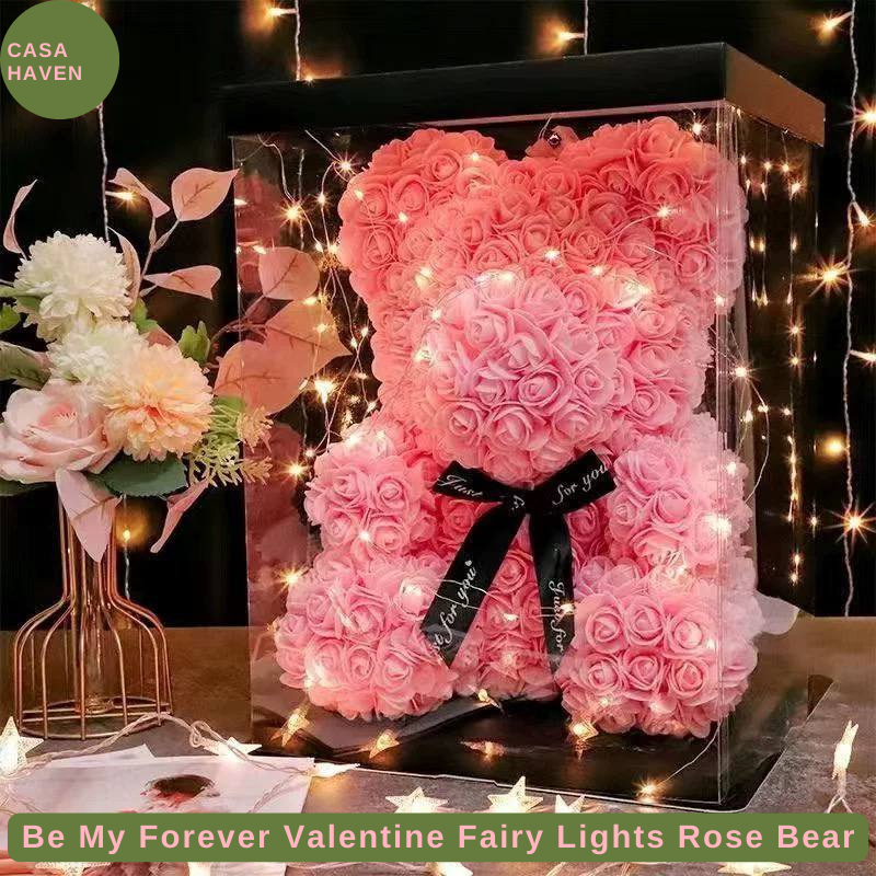 [SG Stock] Be My Forever Valentine Fairy Lights Rose Bear Anniversary ...