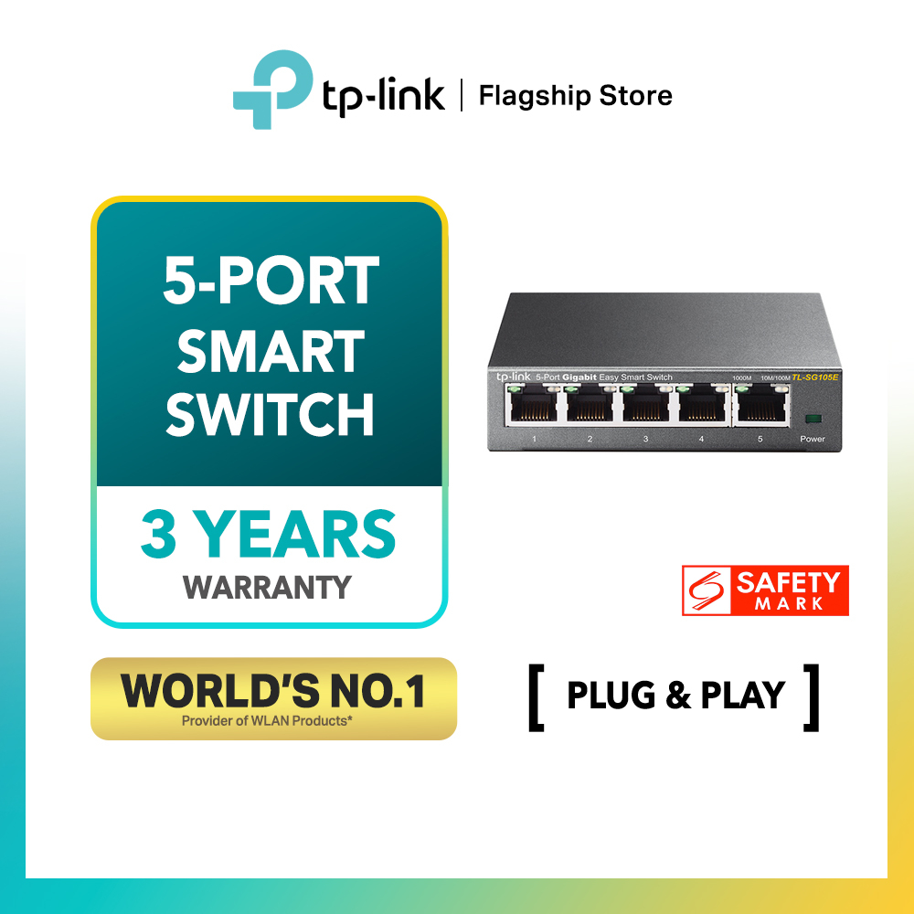 TP-Link 5 Port Gigabit Easy Smart Network TL-SG105E Switch (Plug & Play ...