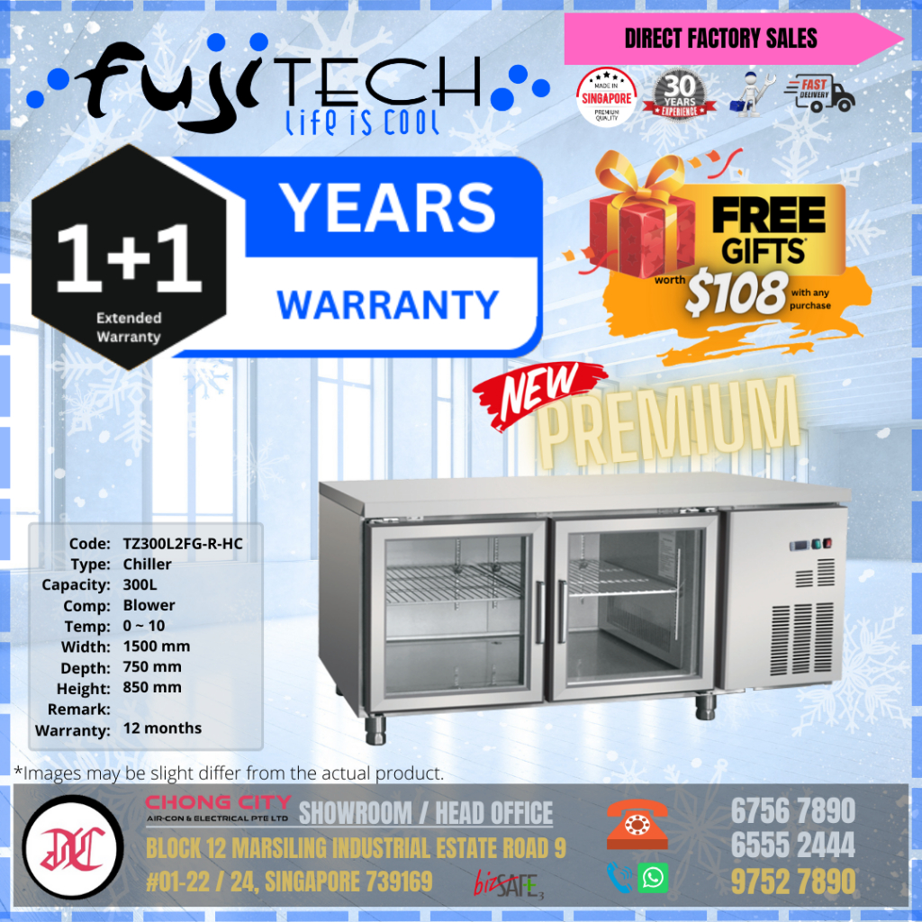 FUJITECH 2 DOOR COUNTERTOP FULL CHILLER (BLOWER) RIGHT COMPRESSOR ...