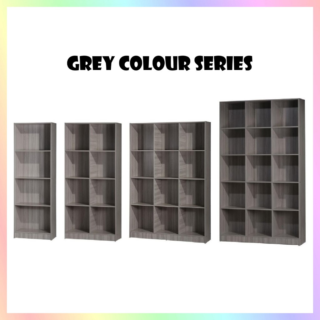GREY SERIES 4/8/12/15 COMPARTMENT BOOKCASE BOOKSHELF MULTI RACK FILING ...