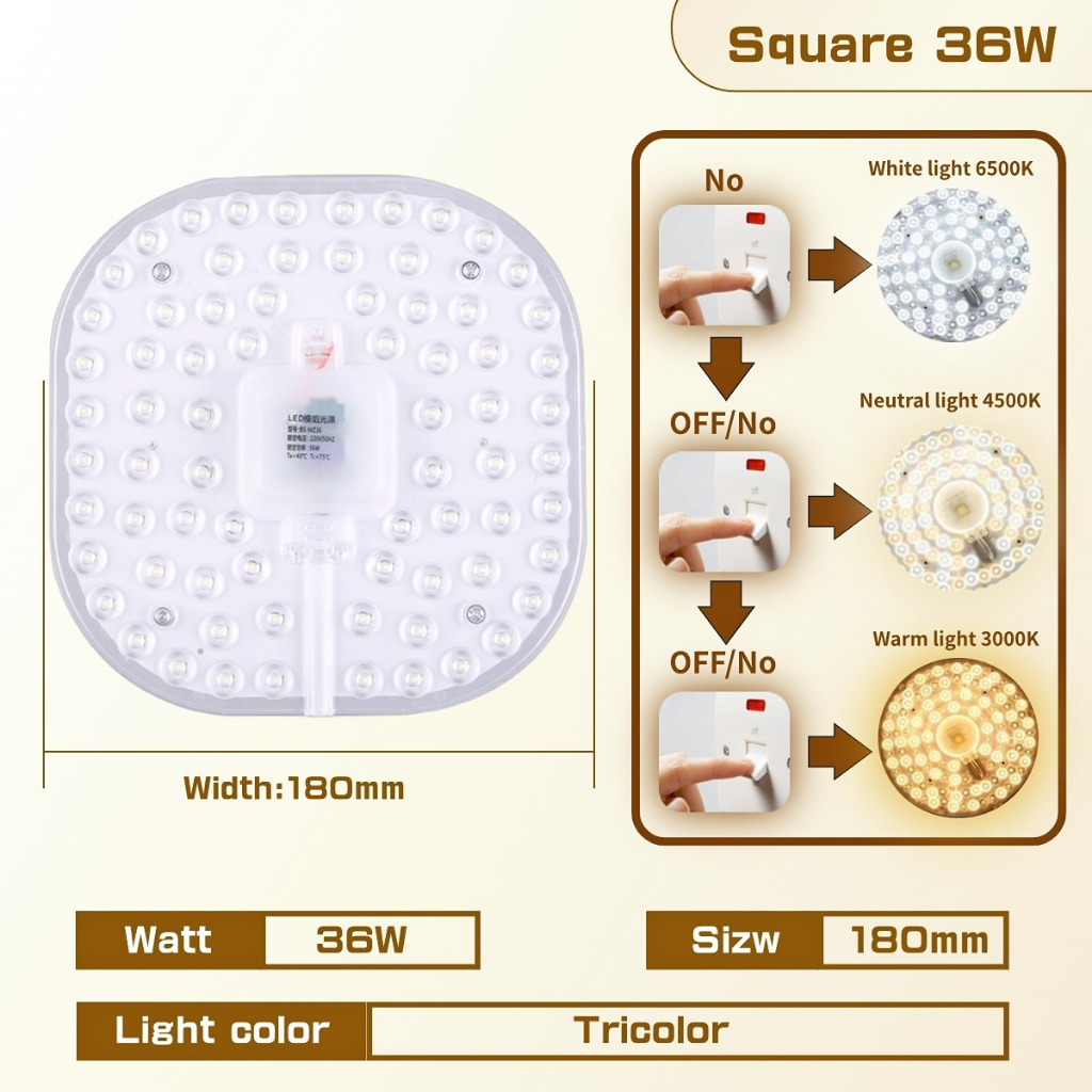 LED Ceiling Light replacement 18W 24W 36W Remote control dimming tricolor Magnetic led light ...