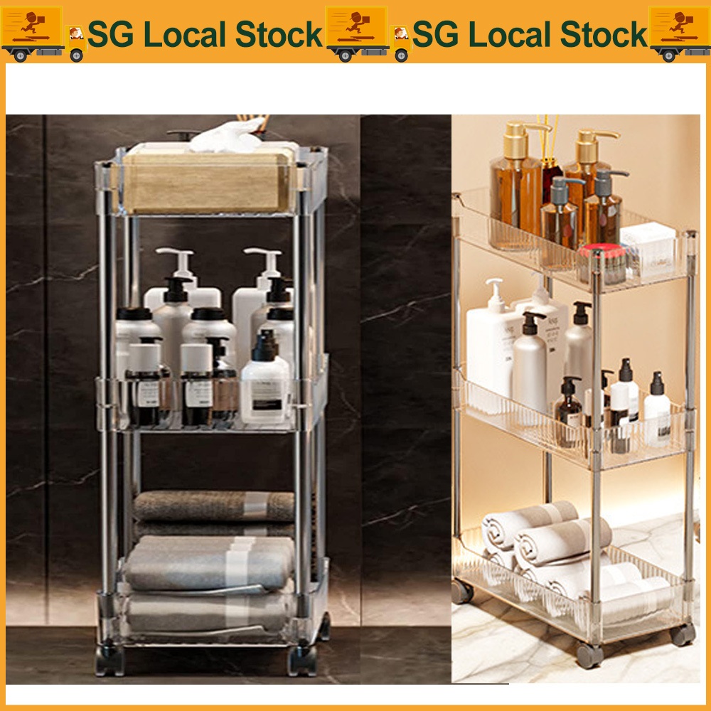 [SG Stock]Sturdy 3-tier Storage Trolley Mobile Shelving, Rolling ...