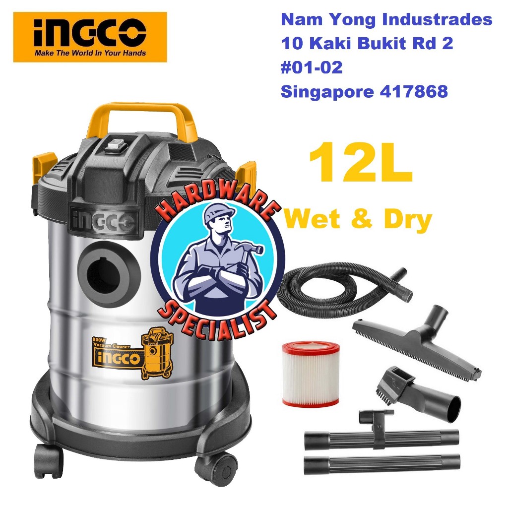 Ingco VC14122 800W Corded Wet And Dry Vacuum Cleaner | Shopee Singapore