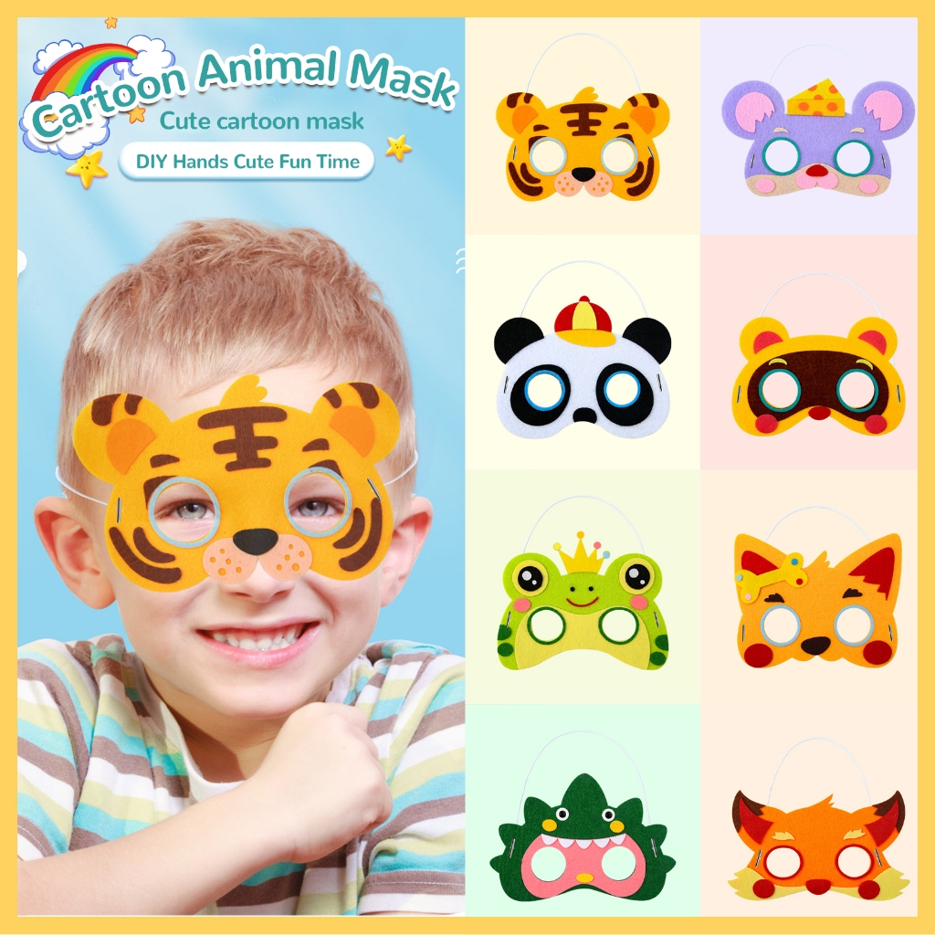 SG DIY Cartoon Animal Party Masks for Kids Arts Crafts Jungle Safari ...