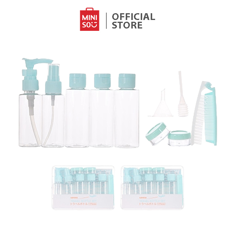 MINISO Container Bottle Travel sets (Blue/Pink) 11pcs | Shopee Singapore