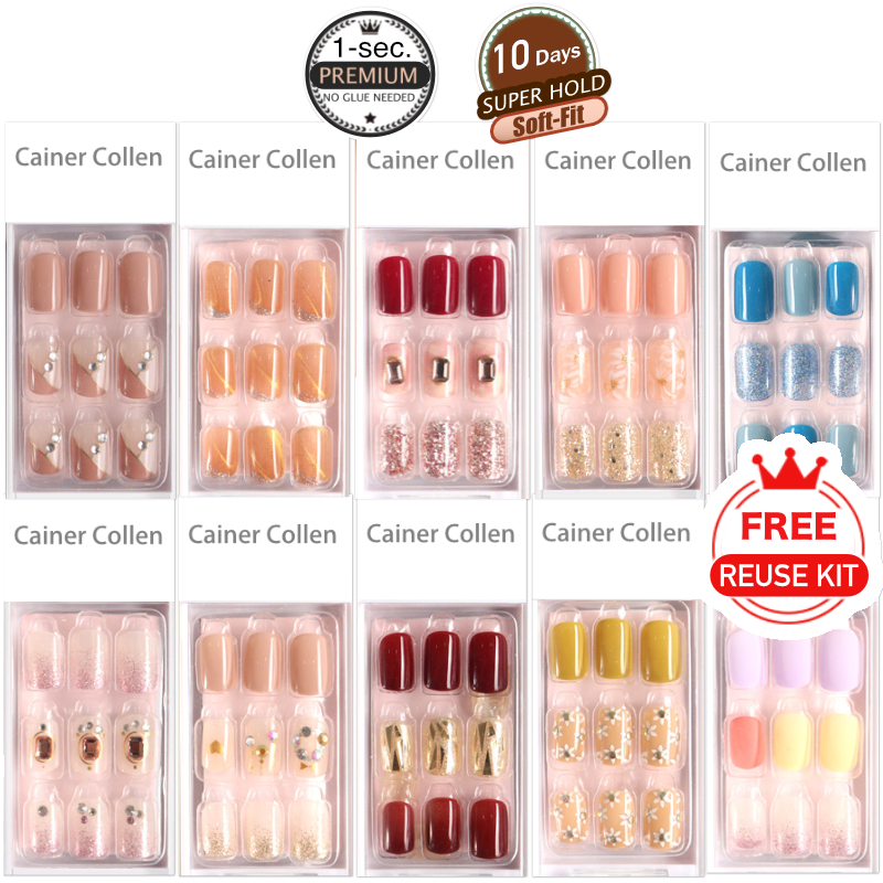 JOYME Press-on Luxury Soft Pre-glue Nails 30pcs Short Long 24 Plain 6 ...