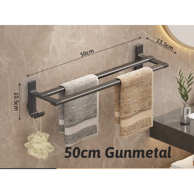 FAST SHIPPING! 🚛💨💨Towel Rack Towel Double Rail Wall-Mounted Bathroom ...