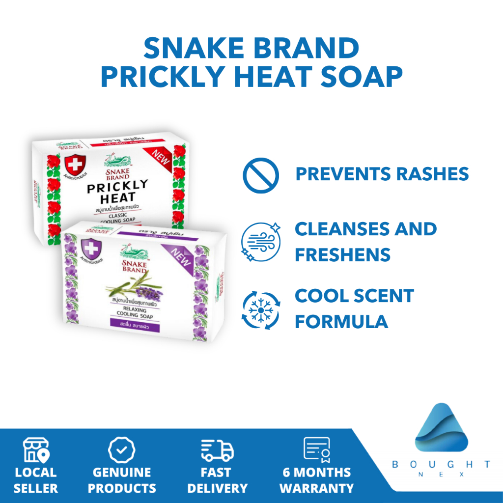 Snake Brand Prickly Heat Soap 100g - Classic Cooling Formula for ...
