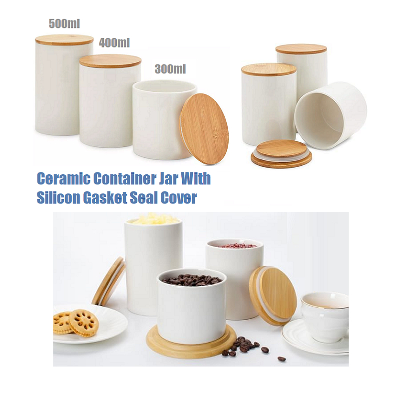Ceramic Jar Canister Silicon Sealed Ceramic Food Storage Coffee Milk ...