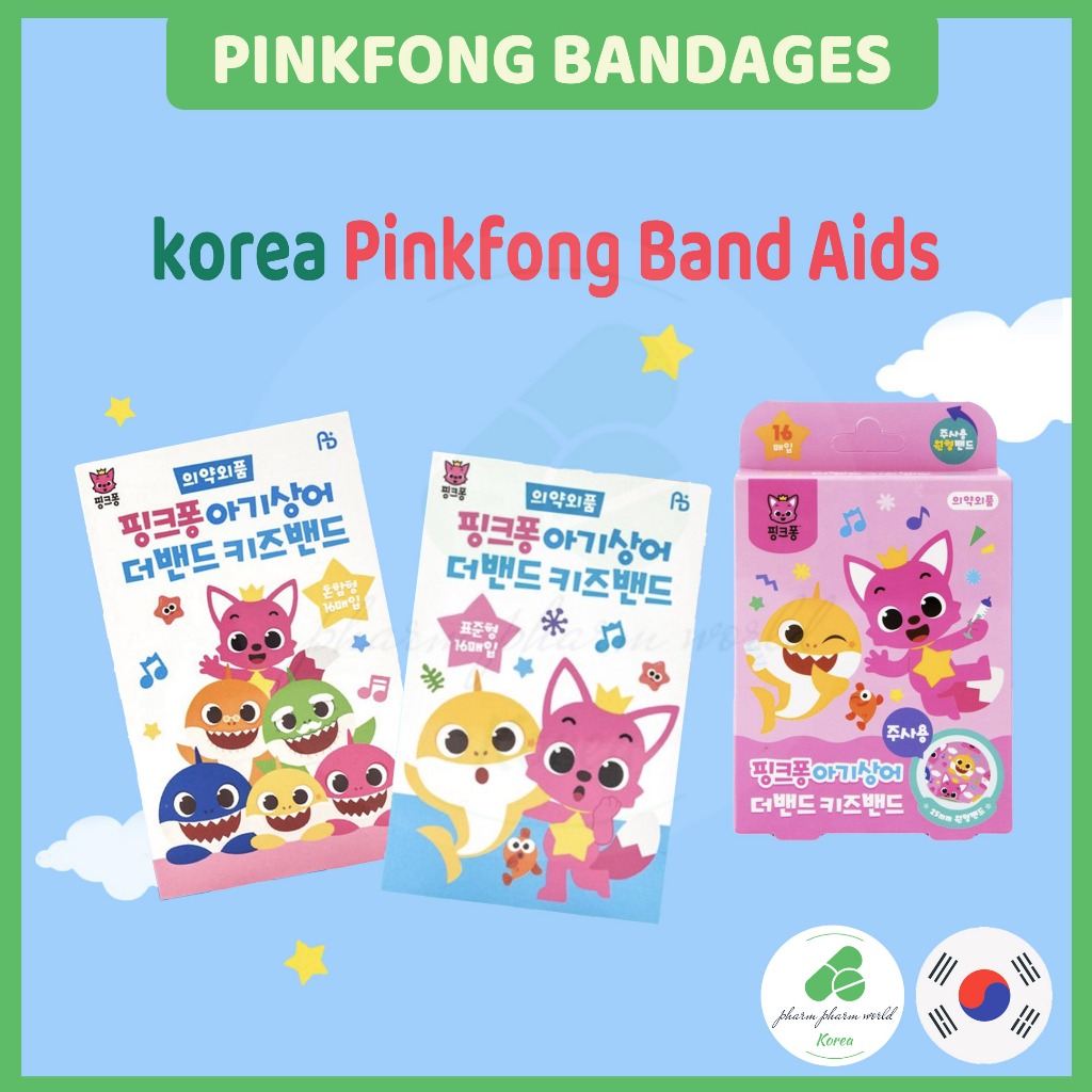 Pinkfong Baby Shark Band Aid Plaster Kids Bandage 3 Types - Standard ...