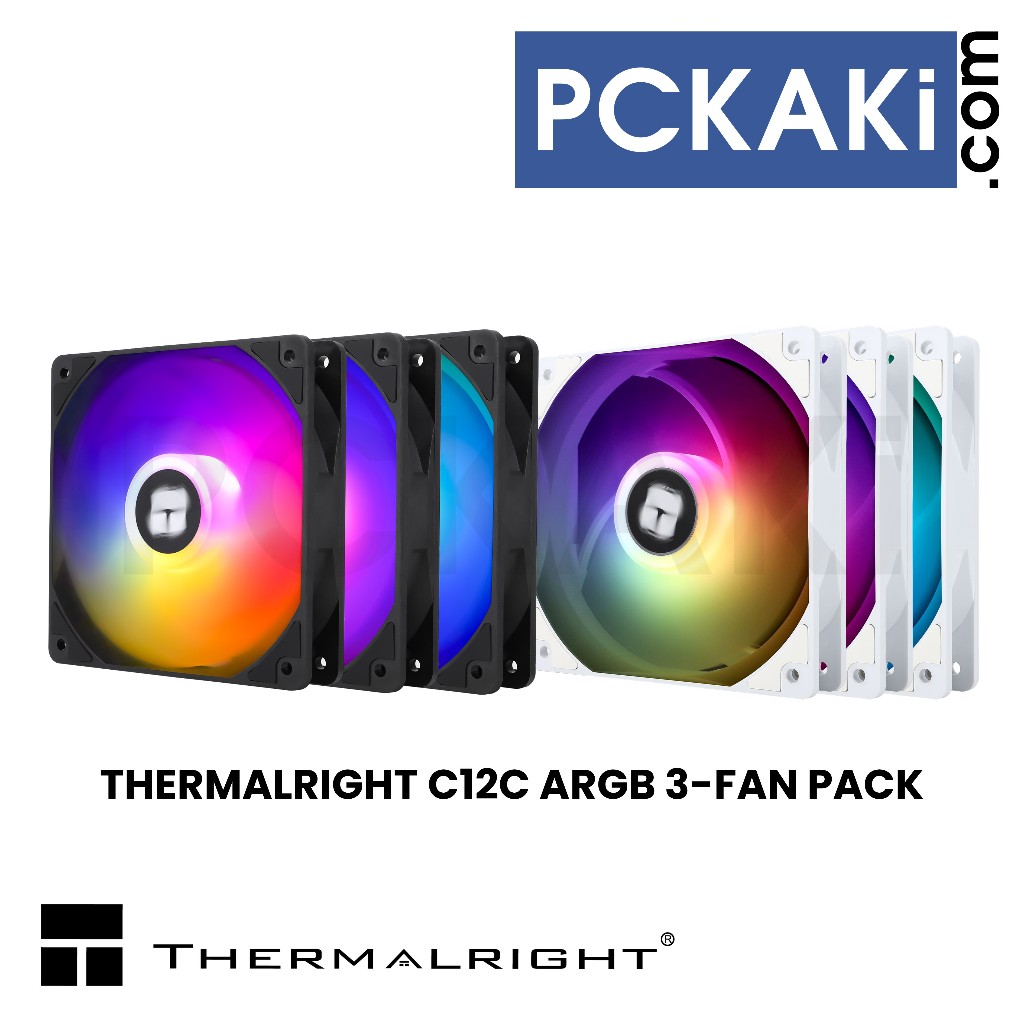 THERMALRIGHT C12C 120mm ARGB 3 OR 5 FAN PACK BLACK / WHITE / DESKTOP ...