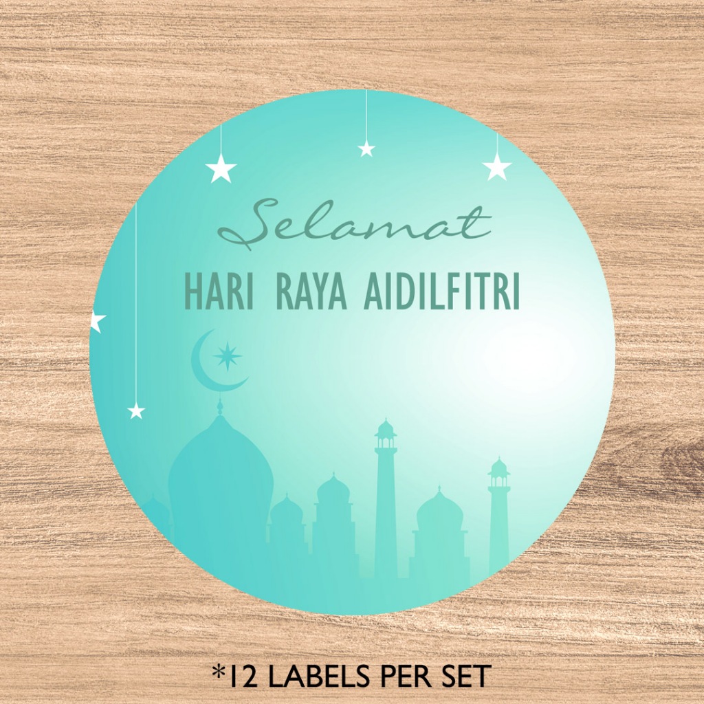 Selamat Hari Raya Aidilfitri Puasa Eid Mubarak Ramadan Sticker Labels ...
