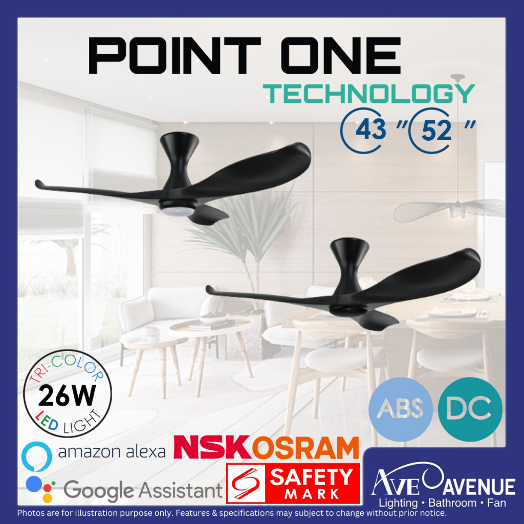 POINT ONE TECHNOLOGY ALBA VSPEC-II DC Motor Ceiling Fan (No Light Kit ...