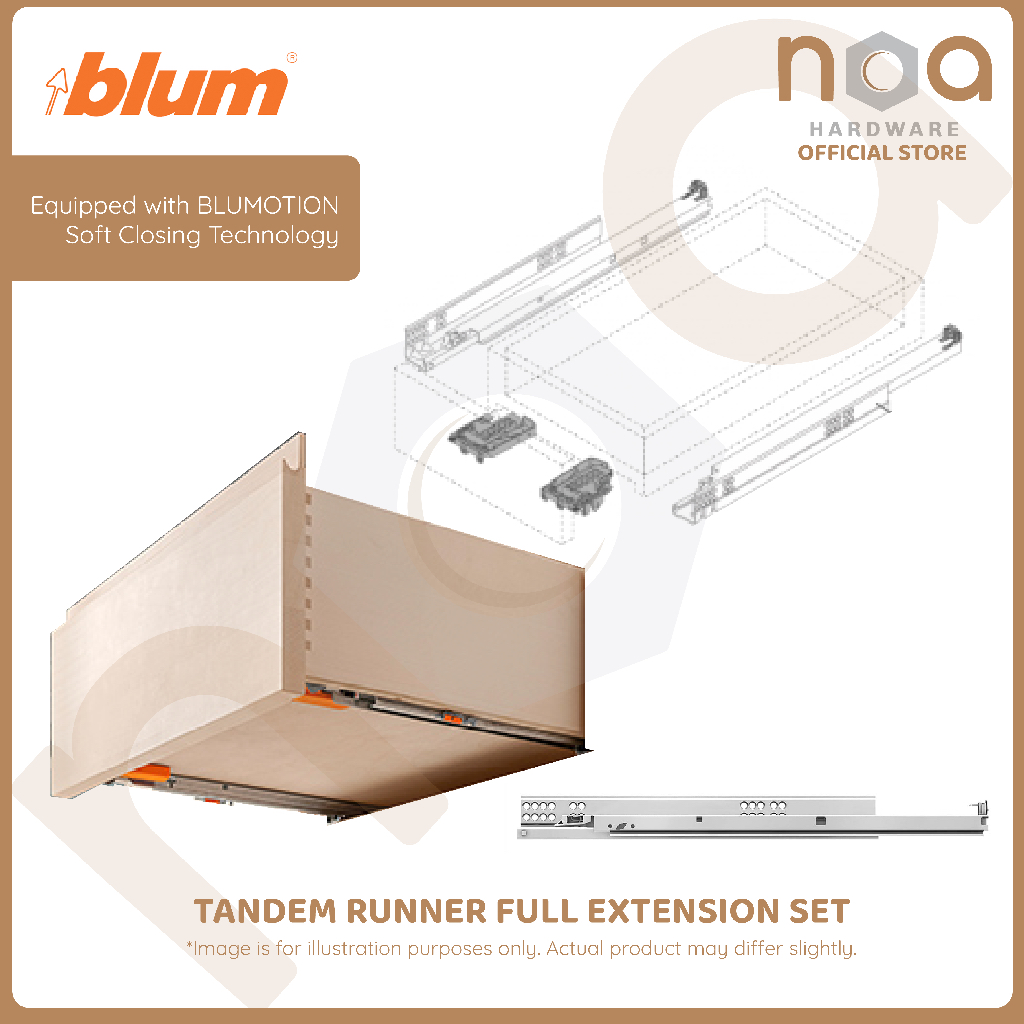 BLUM TANDEM RUNNERS Full Extension Set (Left & Right) - BLUMOTION Soft ...