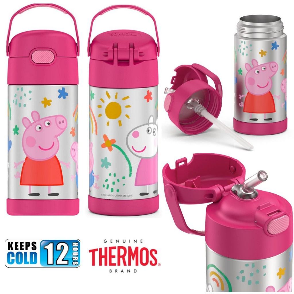 Authentic THERMOS FUNTAINER 12 Ounce Stainless Steel Vacuum Insulated Kids Straw Water Bottle ...